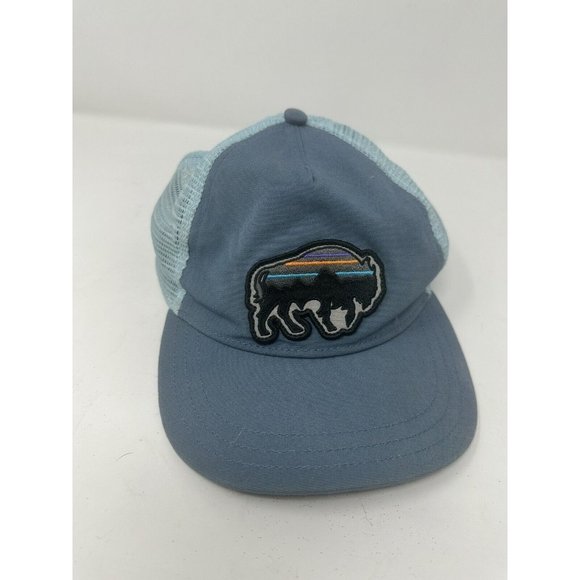 Patagonia | Accessories | Patagonia Fitz Roy Bison Buffalo Blue Trucker Mesh Snapback Hat Cap ...